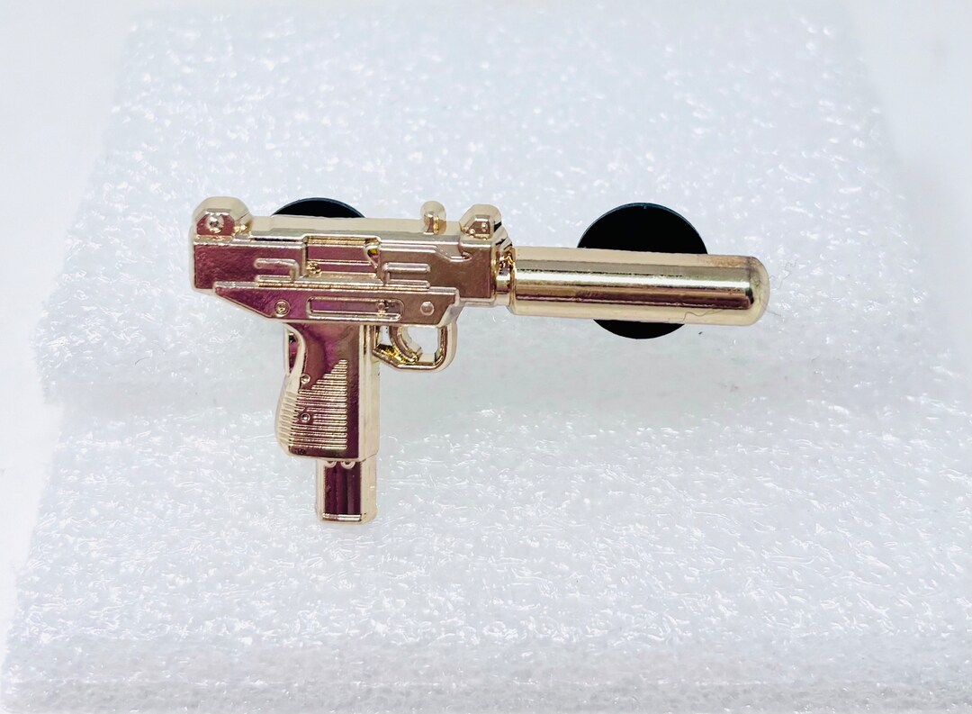 Gold Uzi Submachine Gun With a Silencer Enamel Pin - Etsy