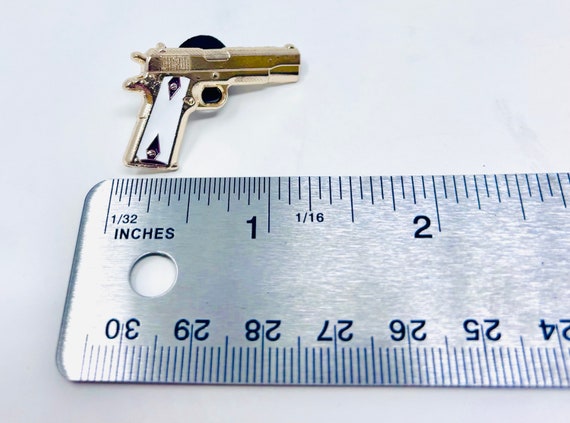 Gold pistol M1911 gun enamel pin - Gem