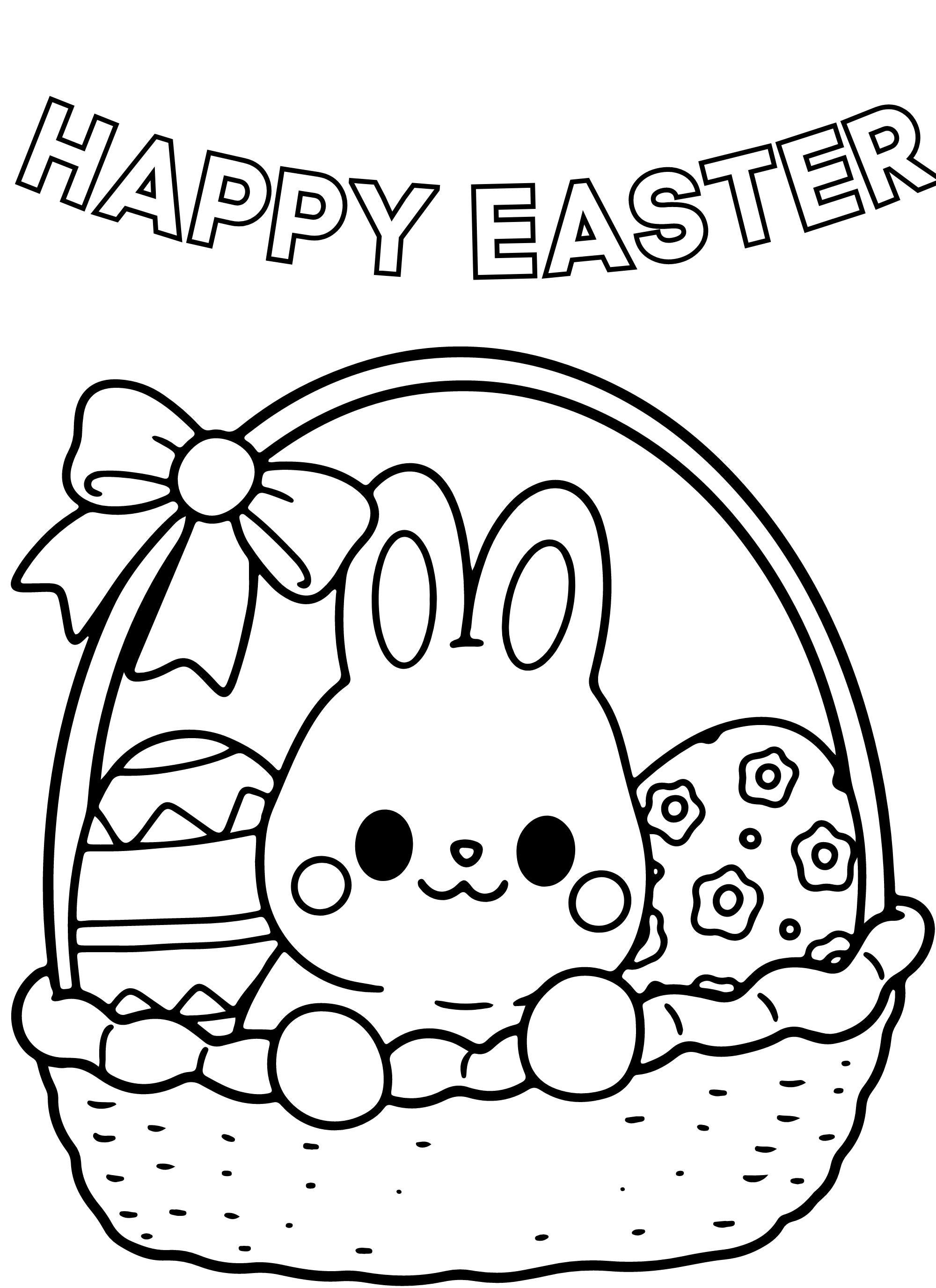 6 Cute Easter Bunny Themed Coloring Pages - Etsy