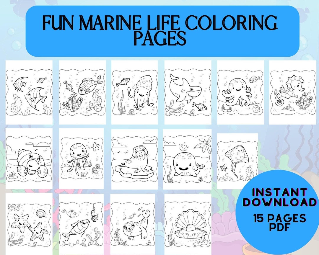 Summer Coloring Pages for Kids-fun Underwater Marine Life Theme ...