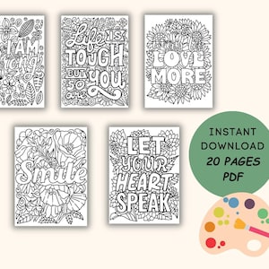Motivational Quote Coloring Pages for Kids and Adults-20 Coloring Pages ...