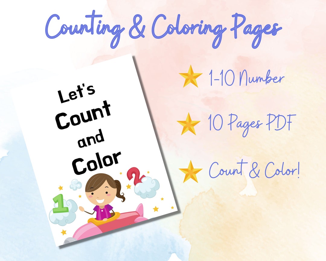 Counting & Coloring Pages for Kids 10 Pages PDF - Etsy