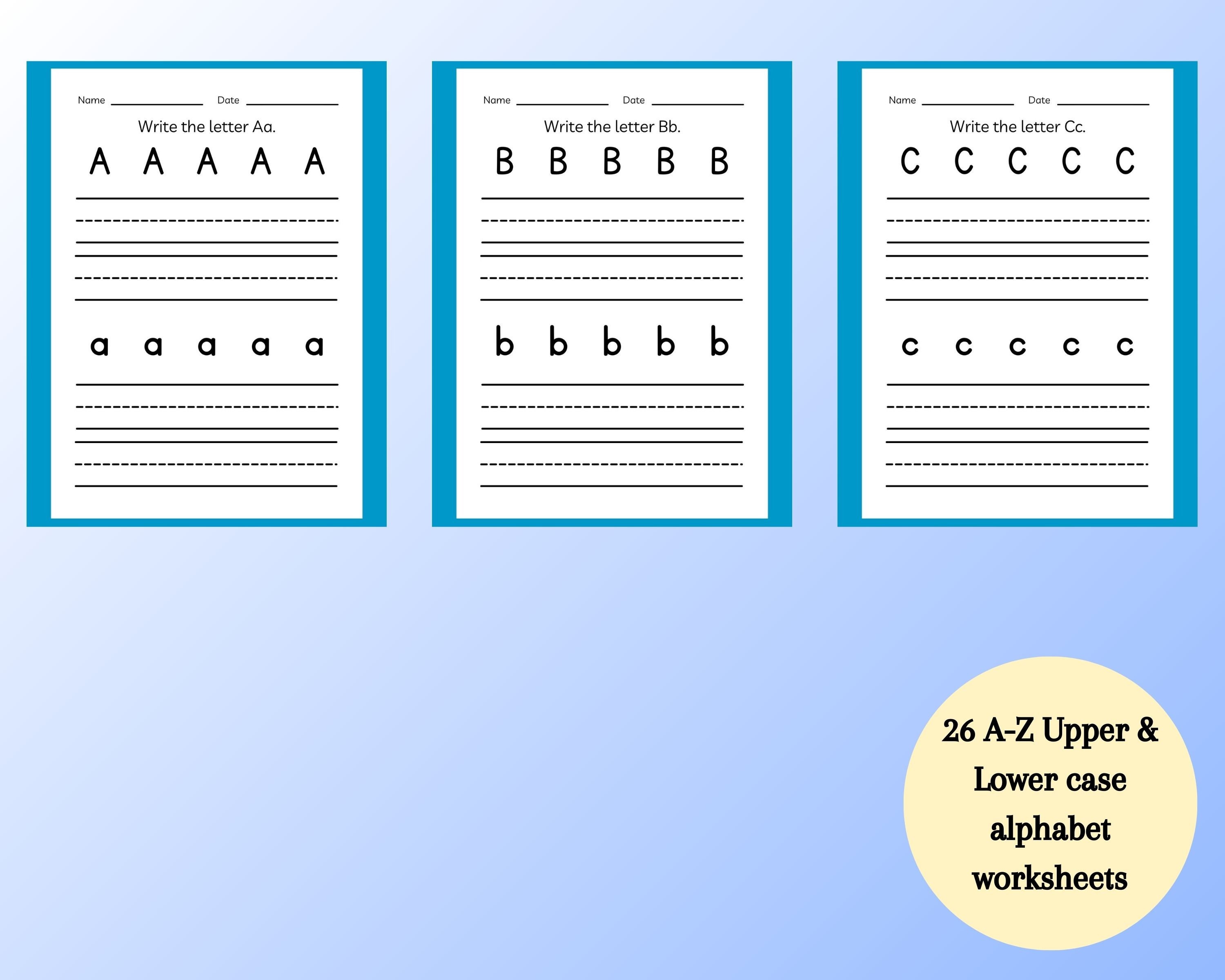 Preschool Alphabet Workbook 108 Printable Worksheets - Etsy
