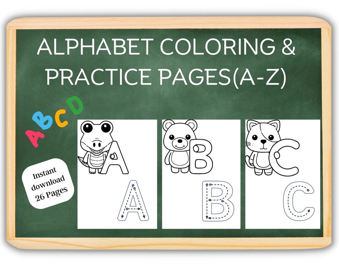 Alphabet Coloring Pages-cute Animal Theme-back to School - Etsy