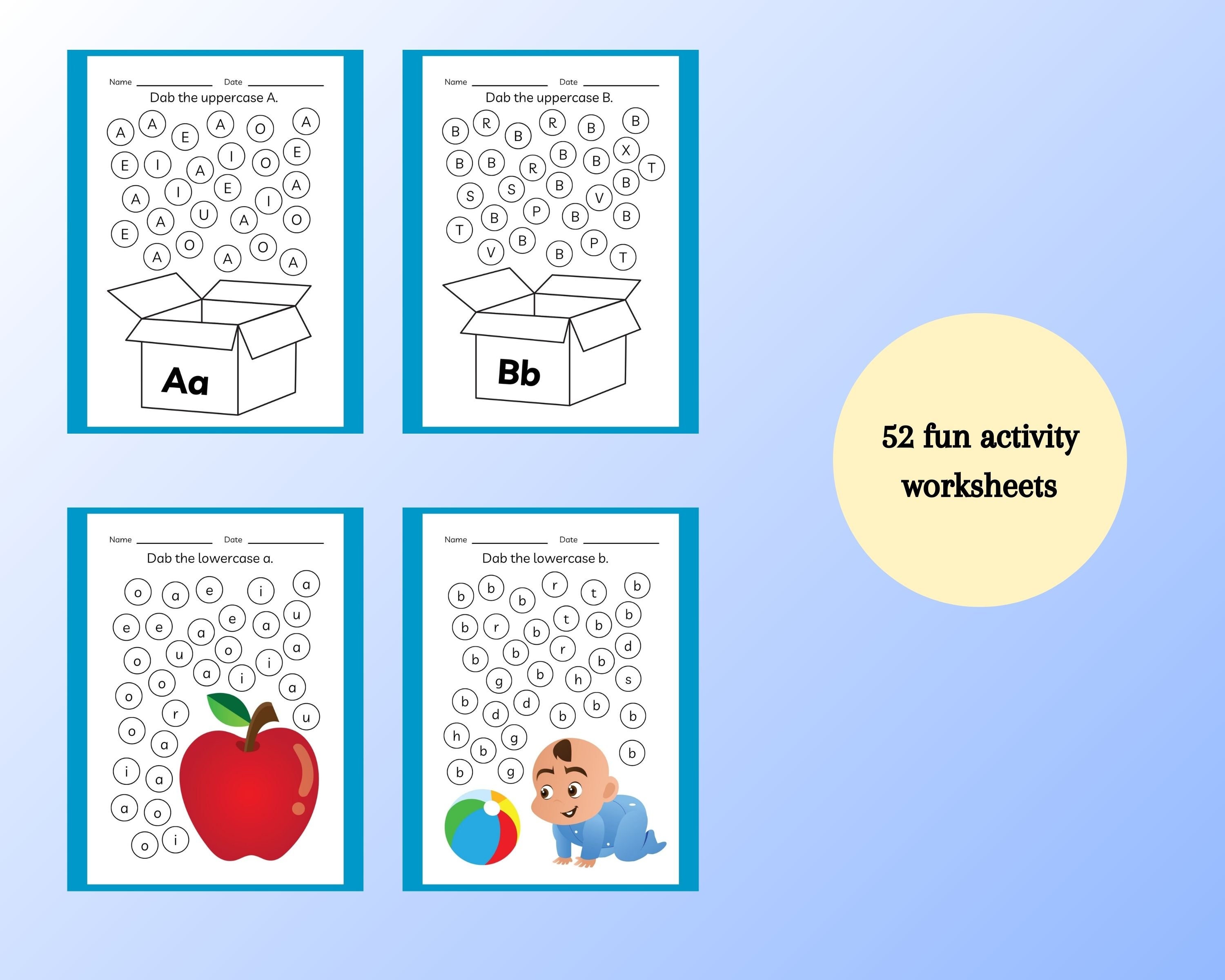 Preschool Alphabet Workbook 108 Printable Worksheets - Etsy