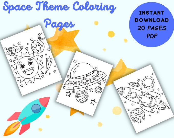 Astronaut, Outer Space, Rockets, Planets, and UFO Coloring Sheets for ...