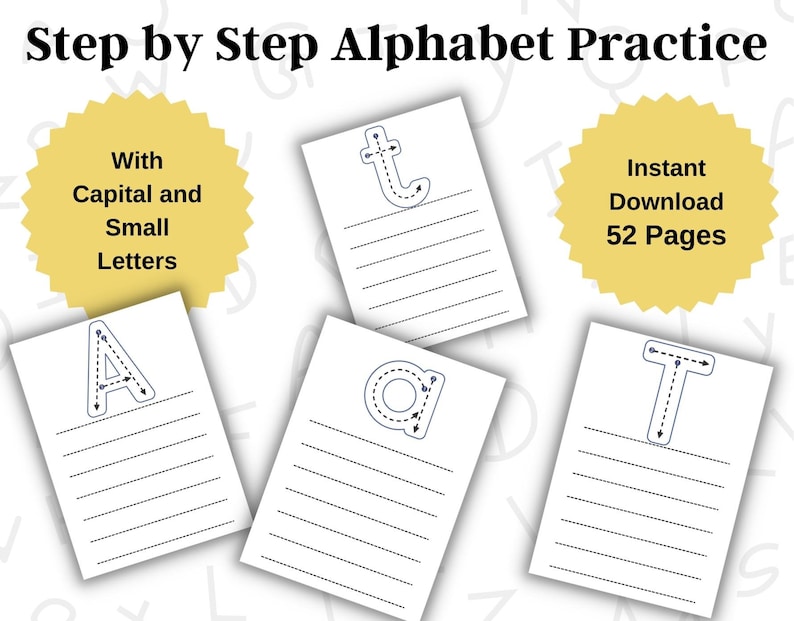 Alphabet Practice for Kids With Steps - Etsy