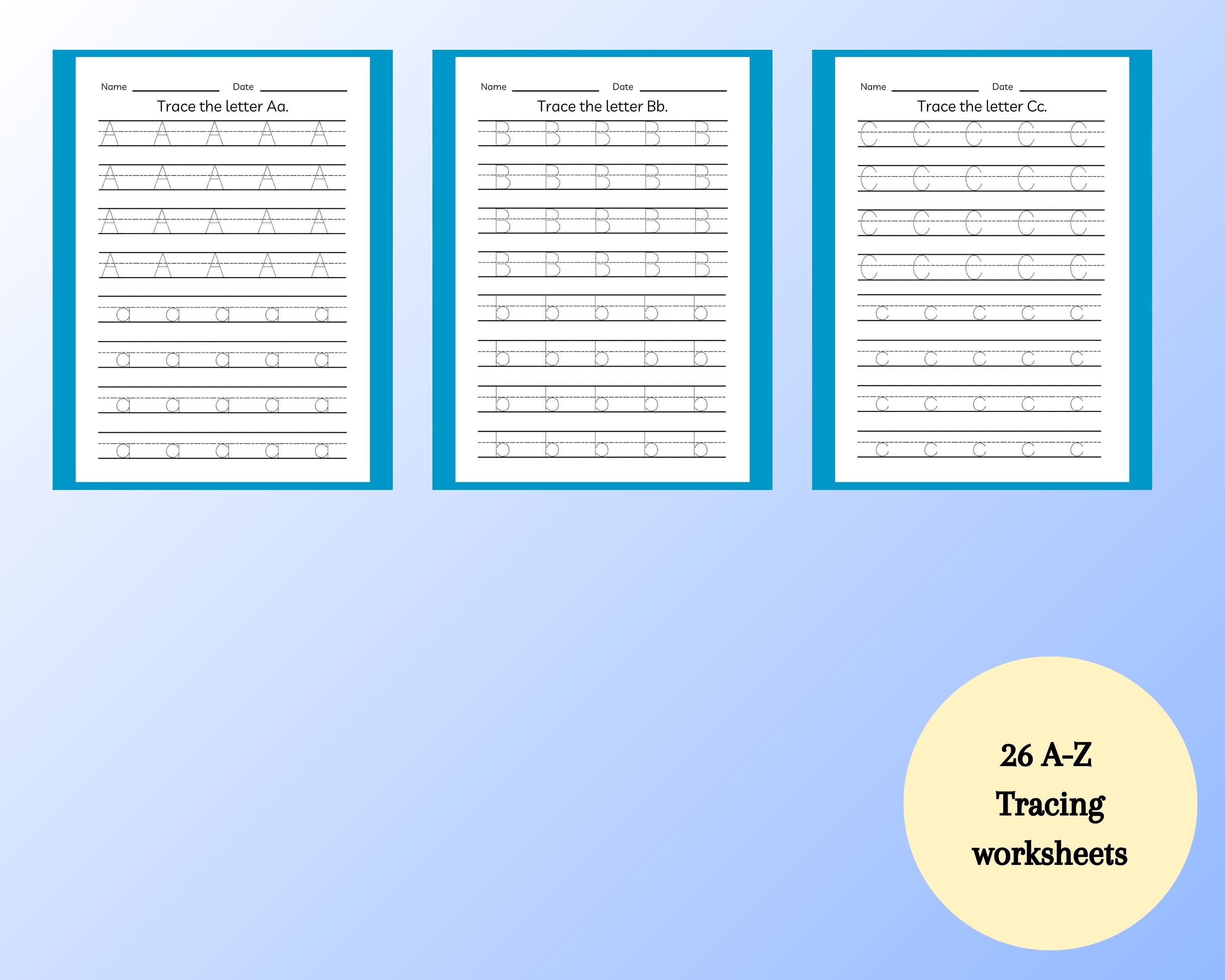 Preschool Alphabet Workbook 108 Printable Worksheets - Etsy