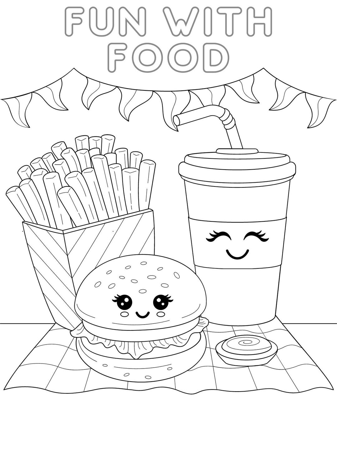 3 Cute Fun With Food Coloring Page Sets for Kids - Etsy