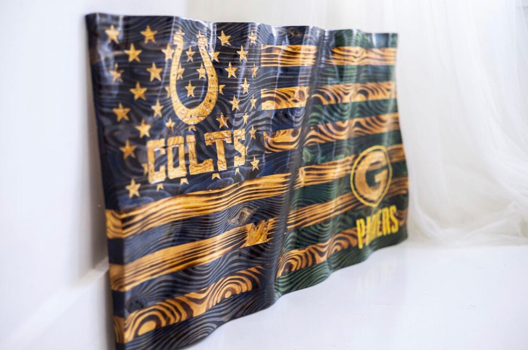 SPLIT TEAM WAVY 3D Custom Wooden Flag , Two Teams One Home Wavy Flag ...
