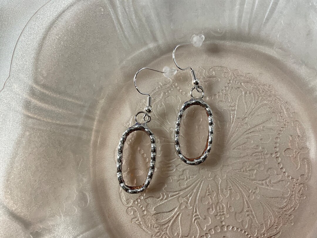 Pink Depression Glass Broken China Oval Earrings - Etsy