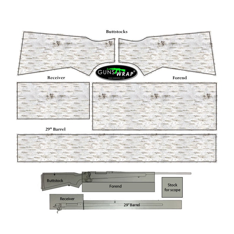 Camo Set Wrap Skins Premium Vinyl Sheet 3M Matt Adhesive Pre-cut BARK ...