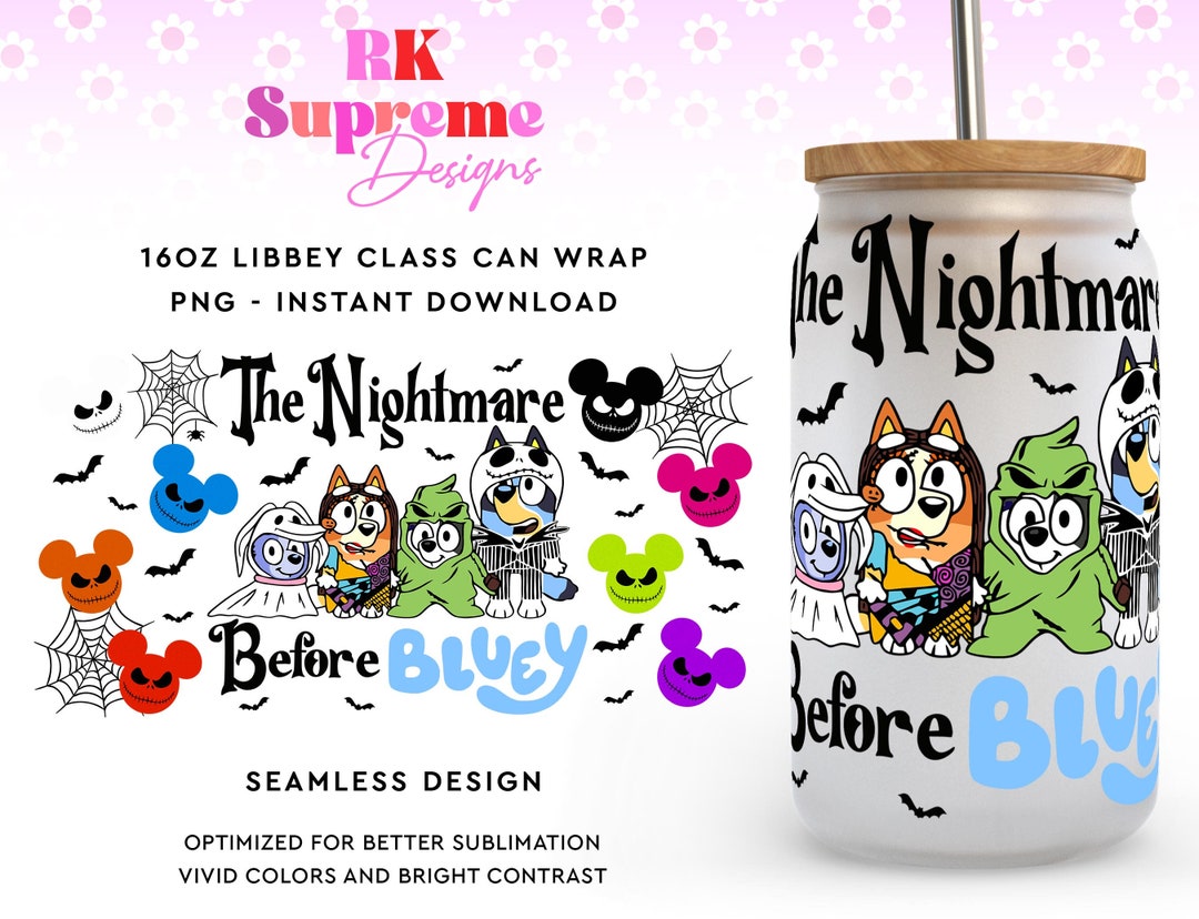 The Nightmare Before Bluey Bluey Dogs Halloween 16oz Libbey - Etsy ...