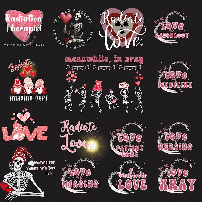 15 Unique Graphics Radiology, Imaging, XRAY, Nursing, Valentine Digital ...