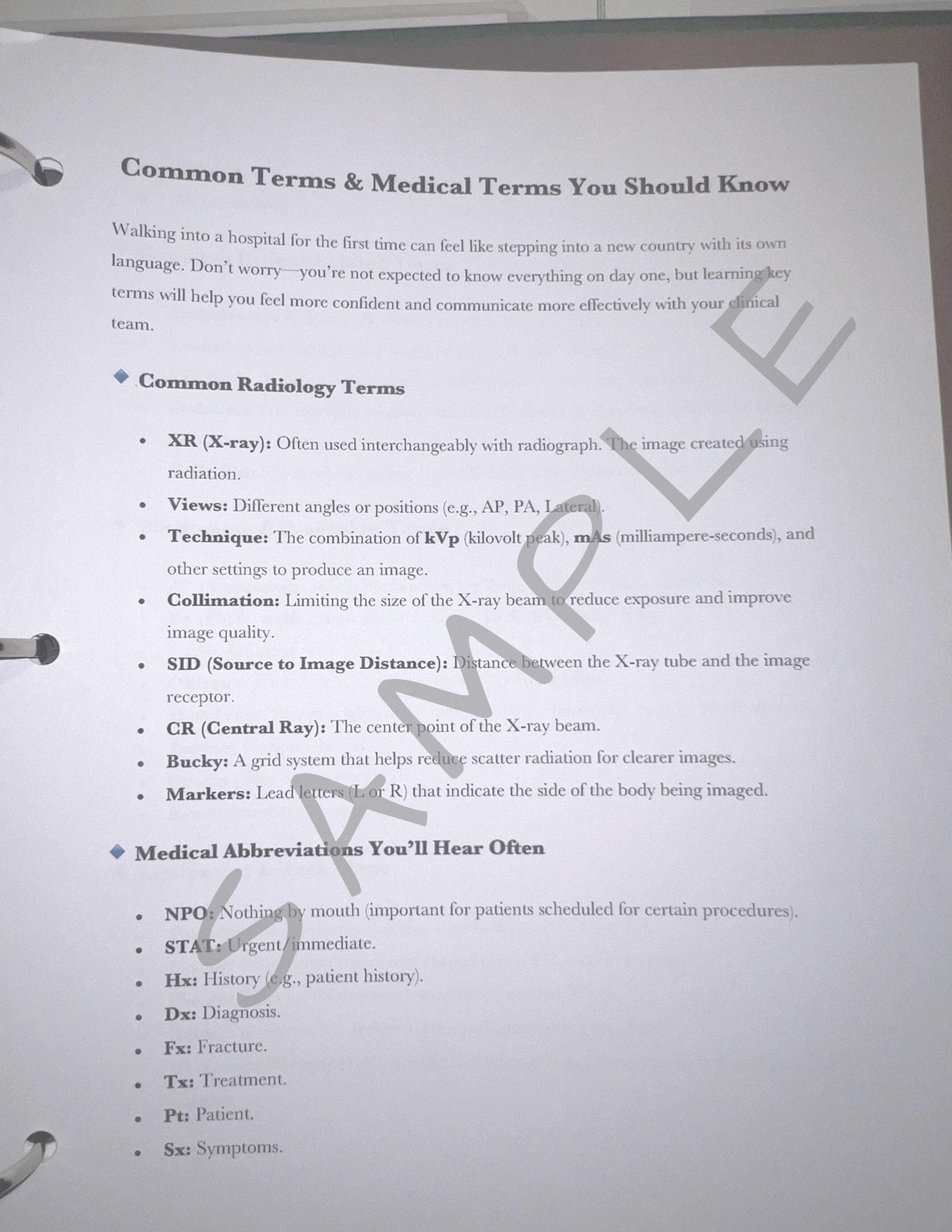 X-ray Student Clinical Guide: Rad Tech School Planner (PDF Digital ...