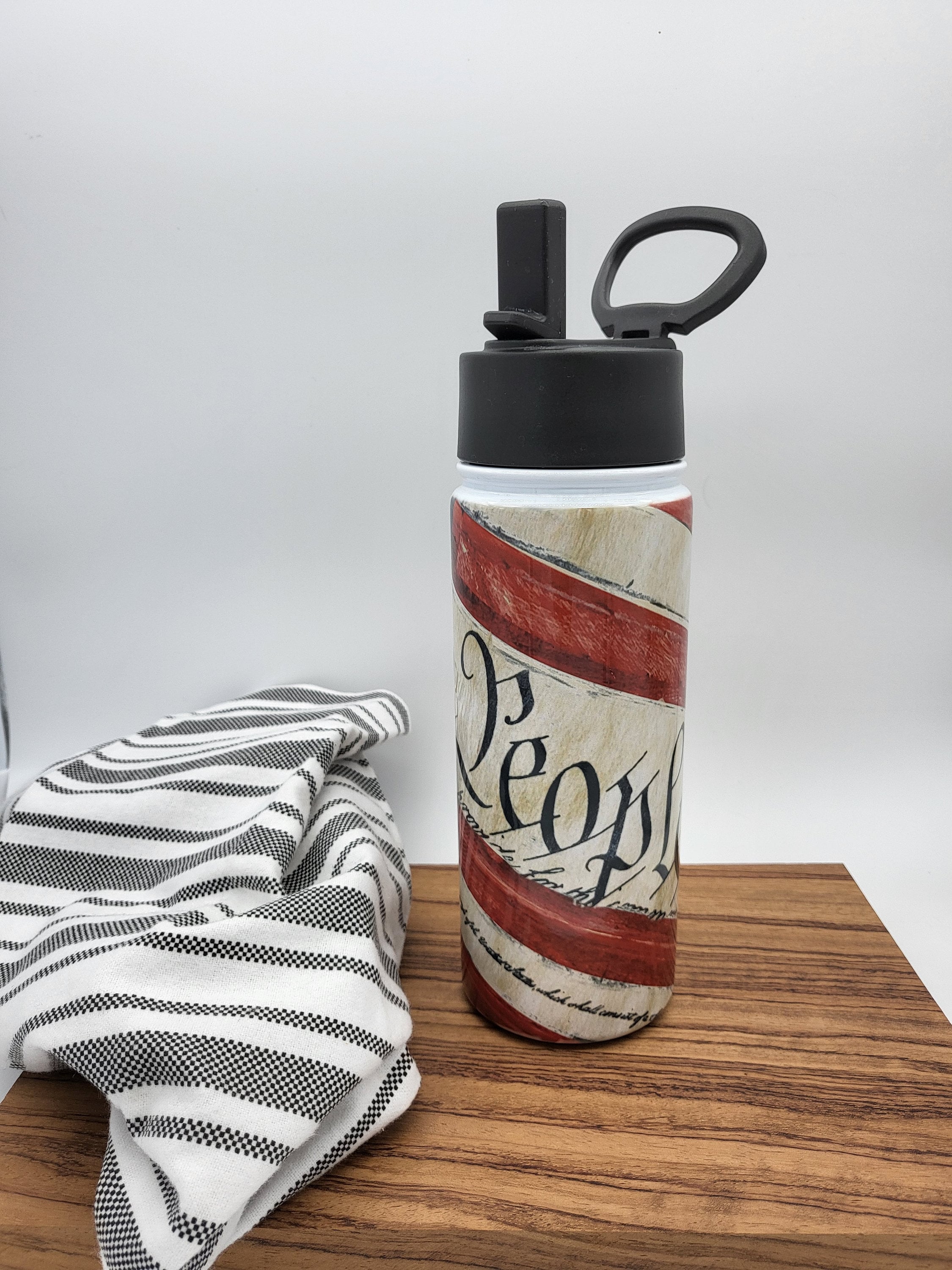 Patriotic Water Bottle, Flag With We the People, Constitution, 18 Oz ...
