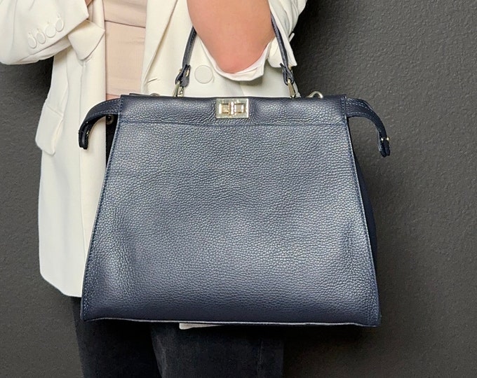 High Quality Leather Italian Handbag, Large Leather Shoulder Tote Bag ...