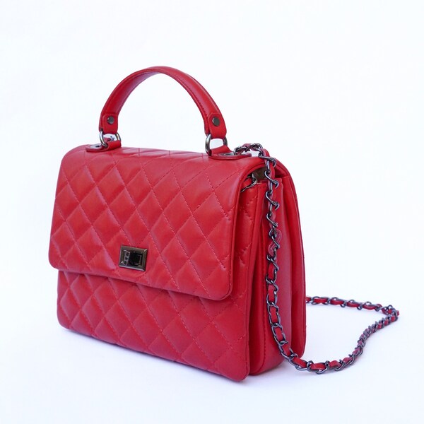 Buy Red Leather Bag - Etsy