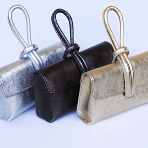 Leather Bracelet Bag With Gift Box, Small Italian Leather Clutch ...