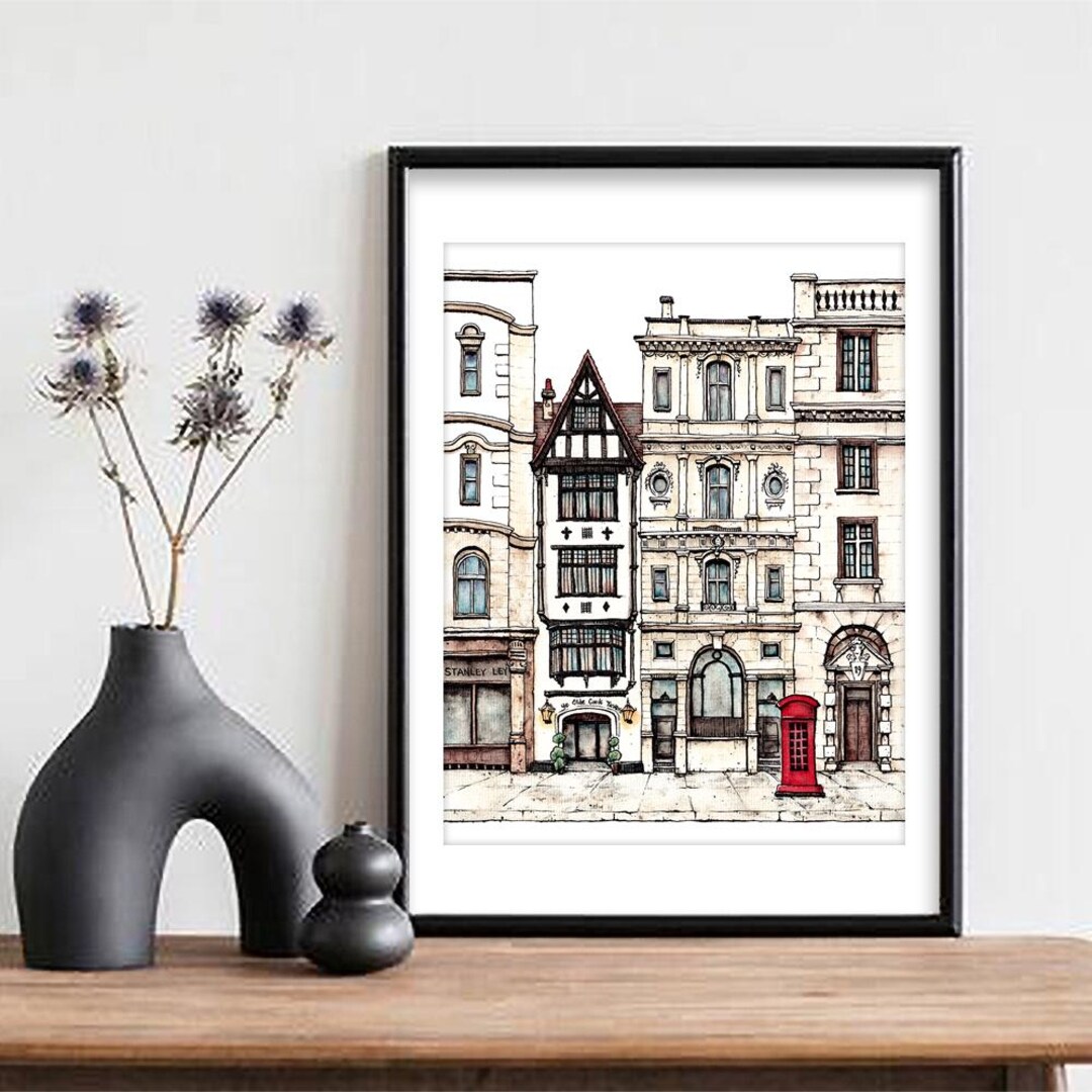 Row Houses of London #1, Original Art Print by Ajkim Art, Ink ...