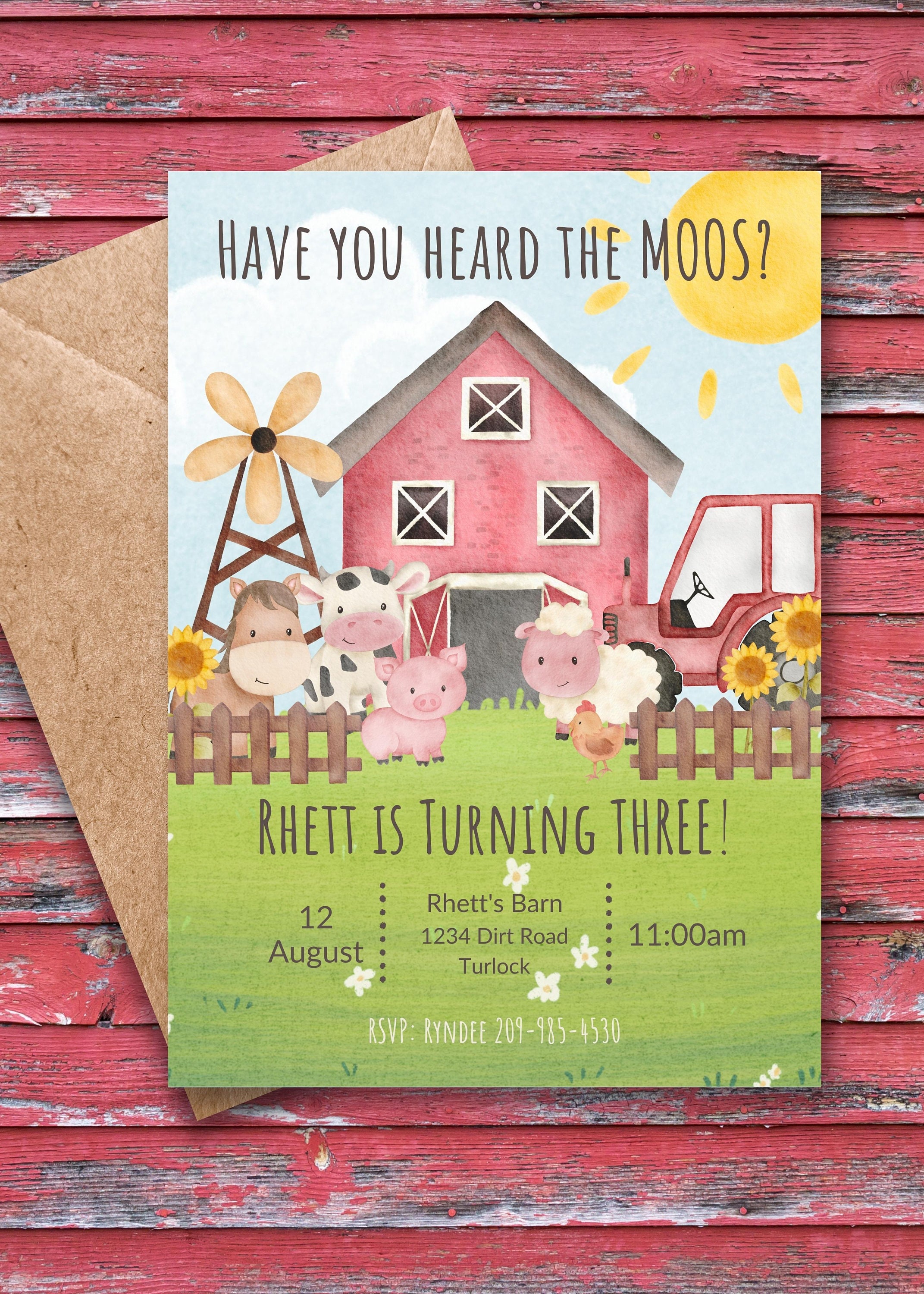 Farm Birthday Invite, Barn Birthday Invite, Cow Birthday, Farm Animal ...