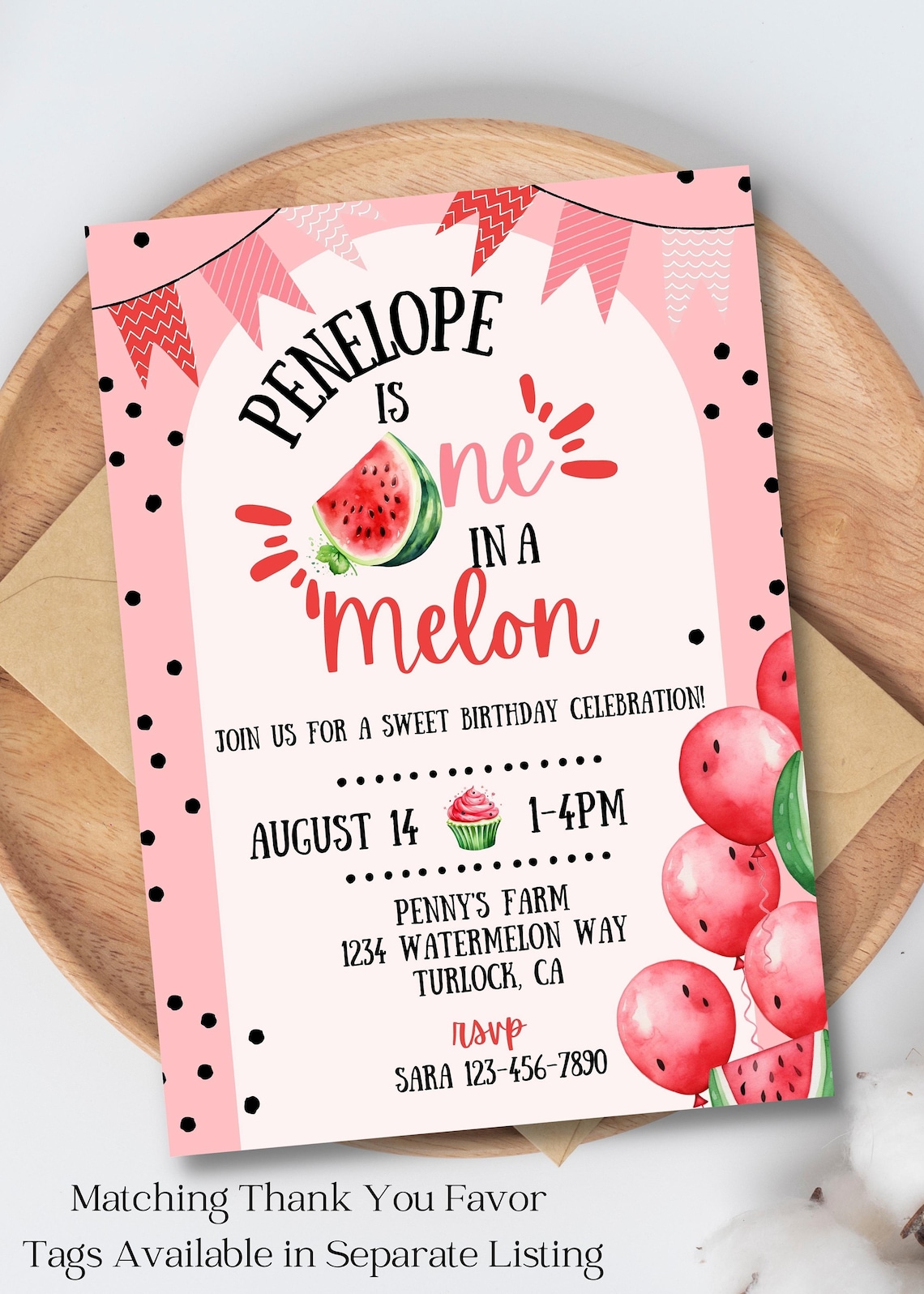 ONE in a Melon Invitation, ONE in a Melon Evite, Watermelon First ...