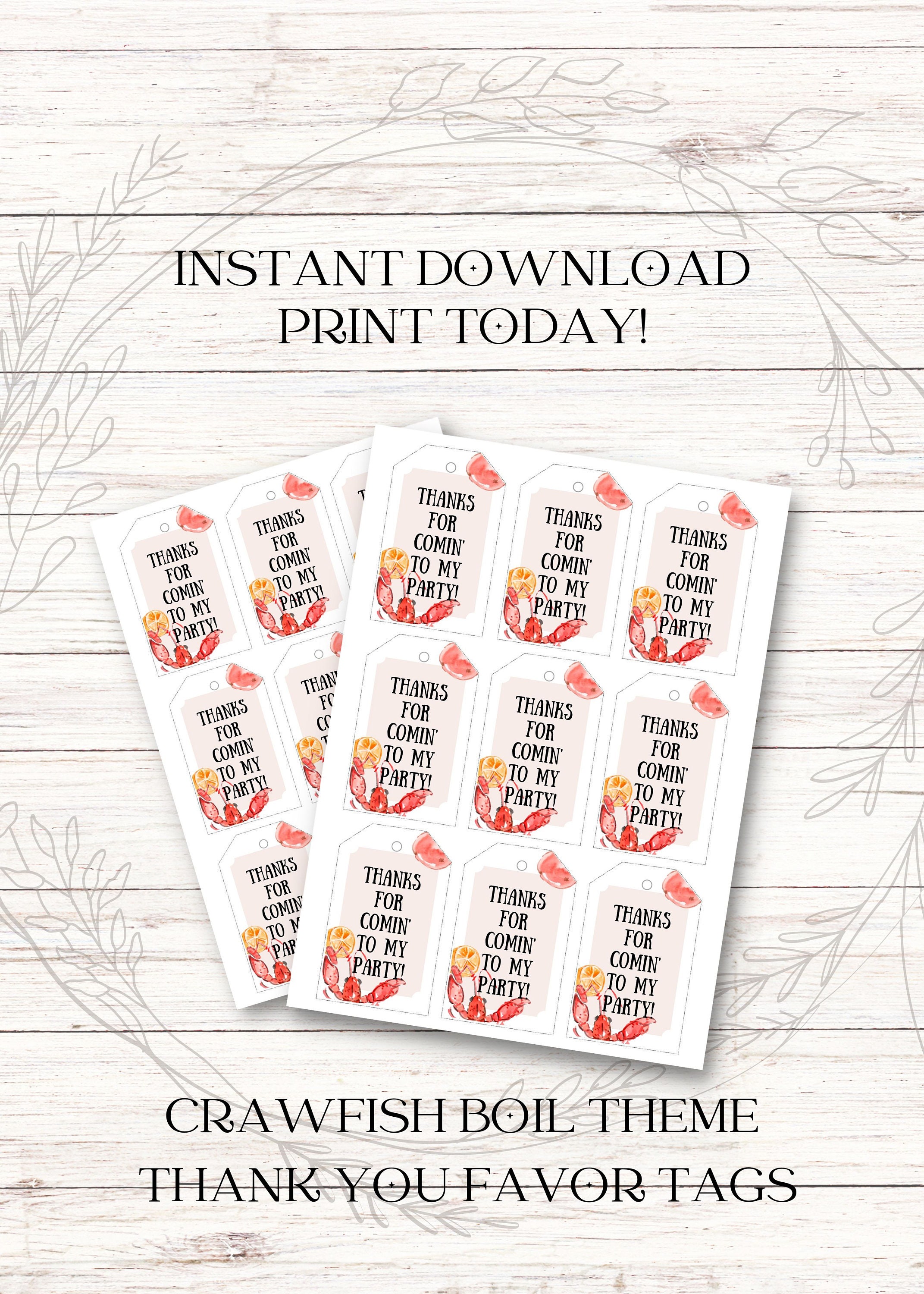 Crawfish Boil Favor Tags, Crawfish Party Favor Tags, First Birthday ...
