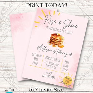 Pj's and Pancake Party Invitation, Rise and Shine Invitation, Pancake ...