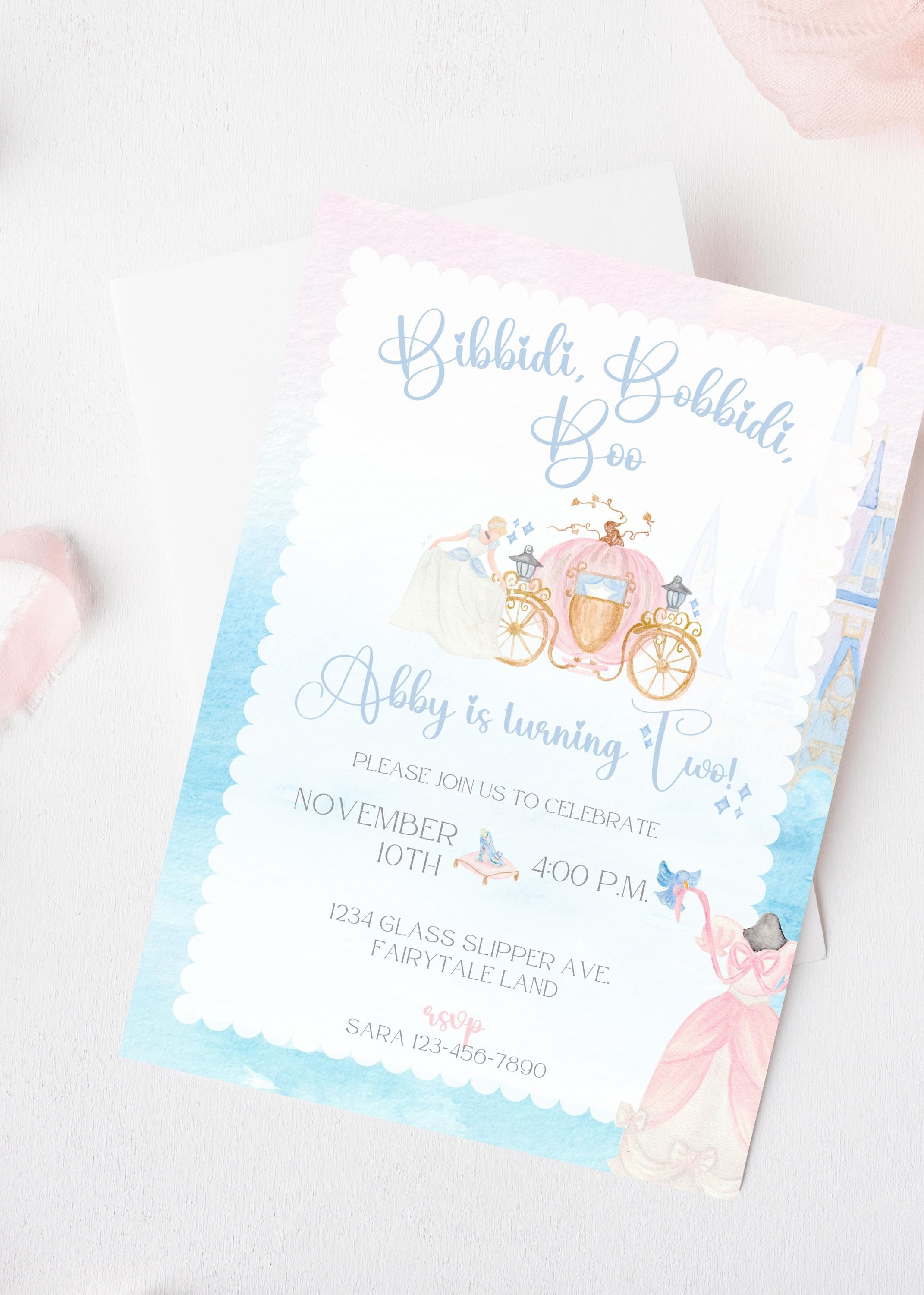 Watercolor Cinderella Birthday Invitation: Princess Castle (digital ...