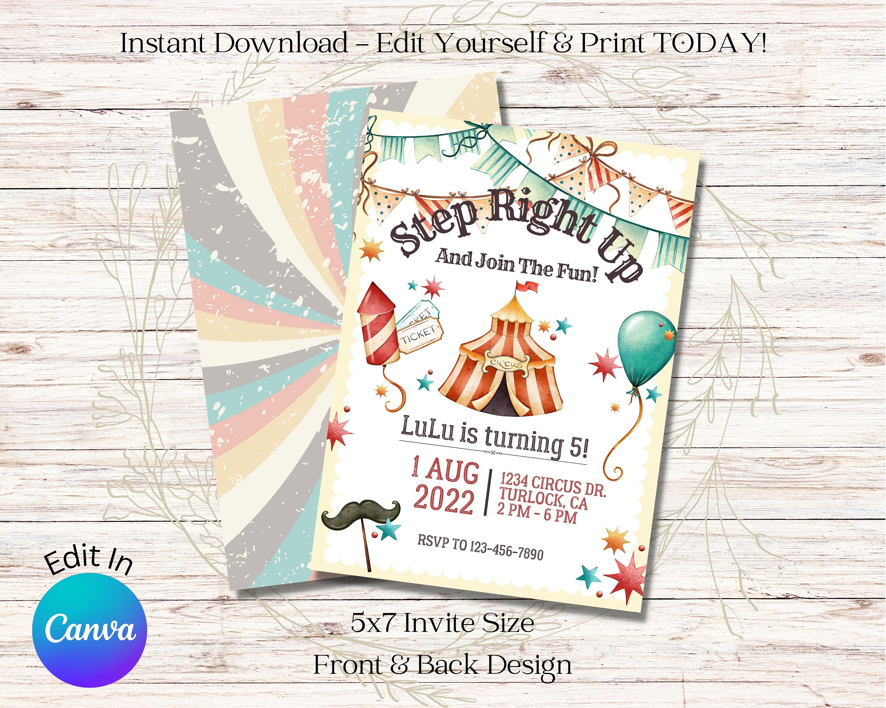 Circus Invitation, Carnival Invitation, Circus Birthday Invitation ...