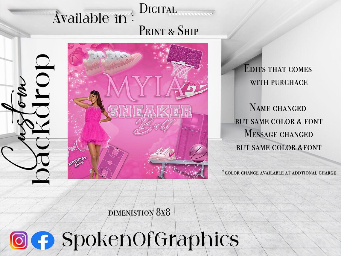 Pink SNEAKER PARTY BACKDROP, Sneaker Ball Backdrop, Sweet Sixteen ...