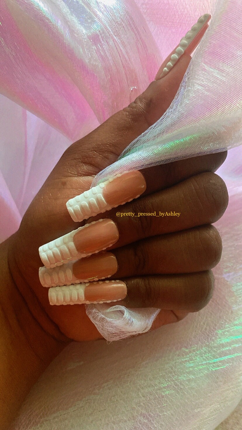 White Croc French Tips Gel Press on Nails Luxury Press Ons gel Nails ...