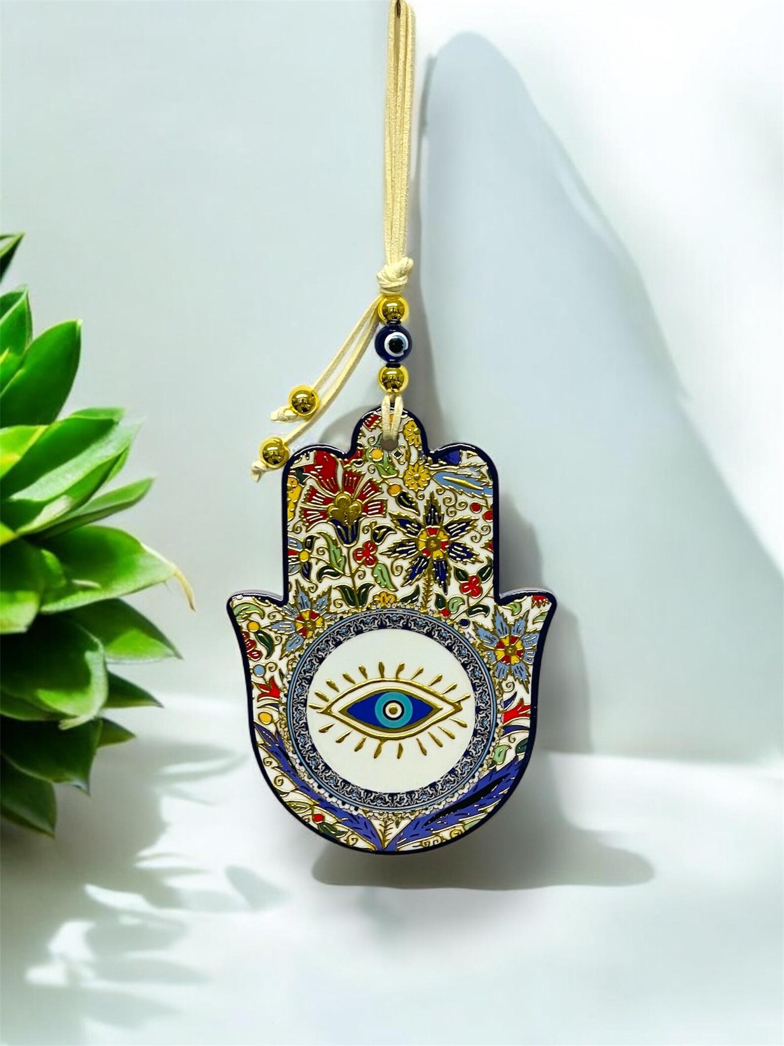 Ceramic Hamsa Wall Hanging Blue Eye Charm,good Luck Amulets Wall Art ...