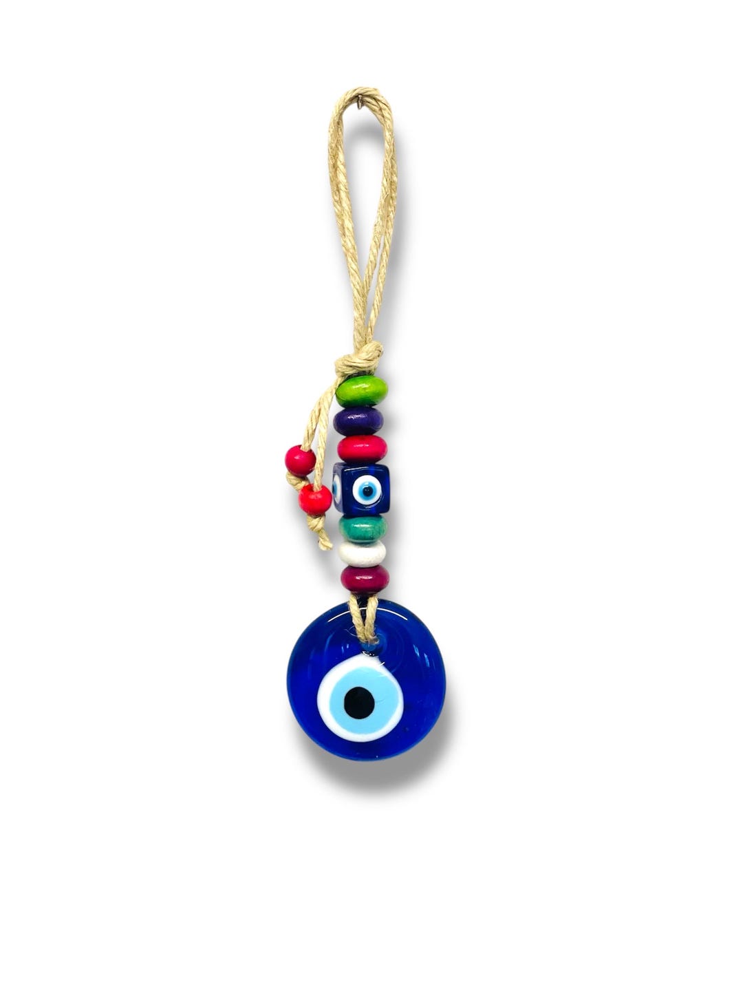 Turkish Evil Eye Wall Hanging: Blue Glass Nazar Amulet With Wooden ...