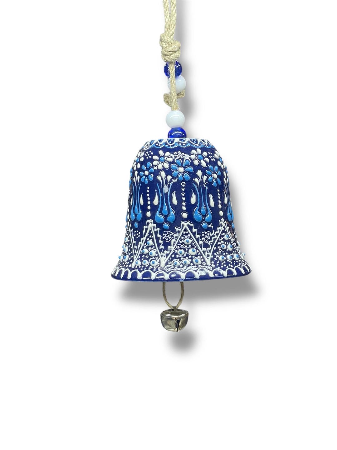 Handmade Ceramic Bell: Turkish Evil Eye Wind Chime, Boho Garden Decor ...