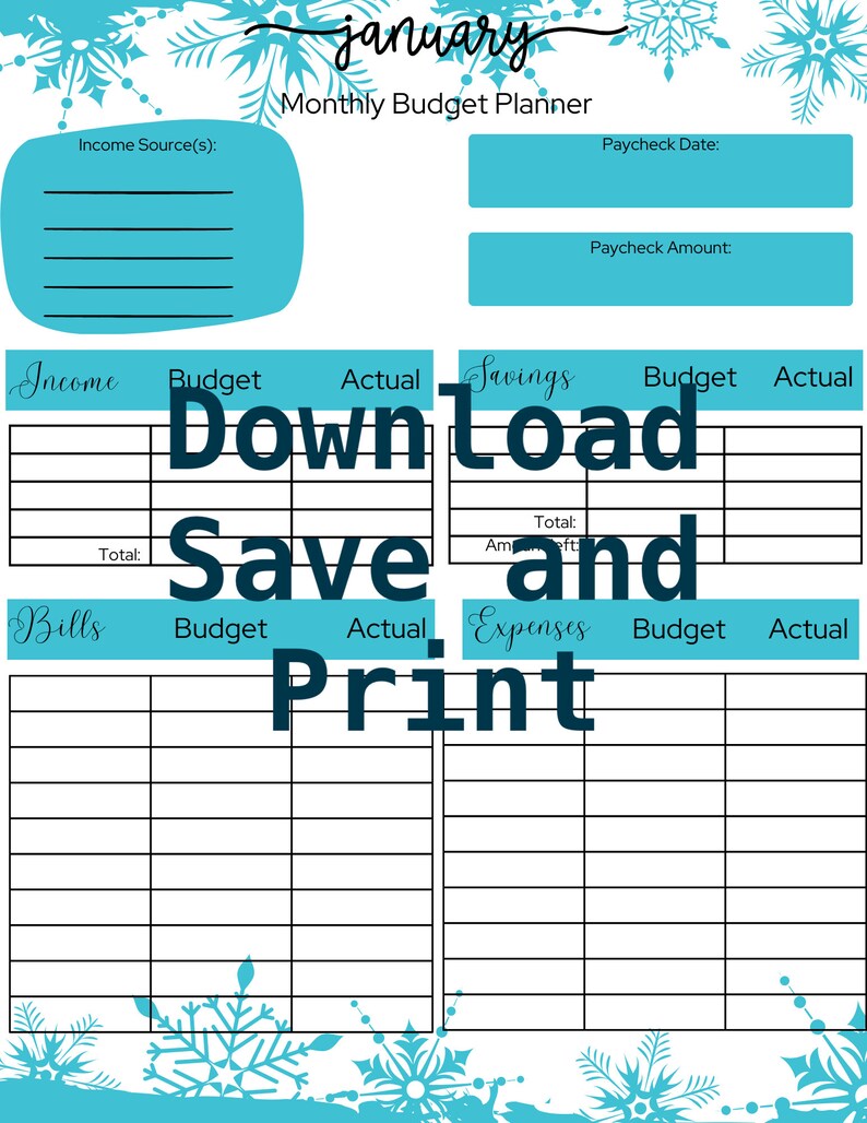 Monthly Budget Planner - Etsy
