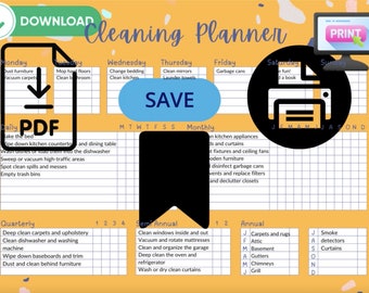 Cleaning Planner Printable Checklist, Weekly House Cleaning Chores List ...