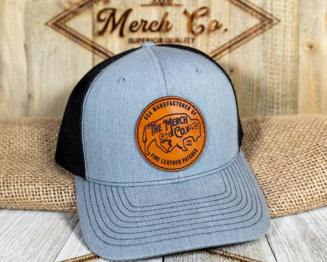 Custom Patch TRUCKER Hats, Laser Engraved Logo on GENUINE Leather Patch Hat. Trucker Snapback ...