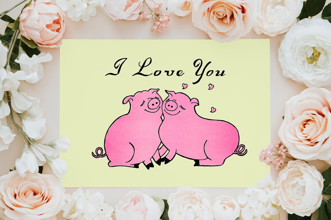 I Love You Pigs, Curl Your Tail, Pig Tails, Hand Scripted, Ready to ...
