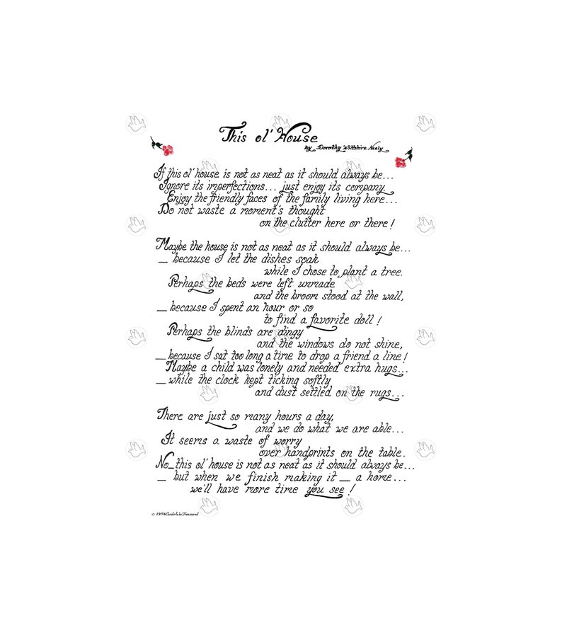 Printable This Ol House Poem, Gift, Home, House is Not as Neat, Clutter ...