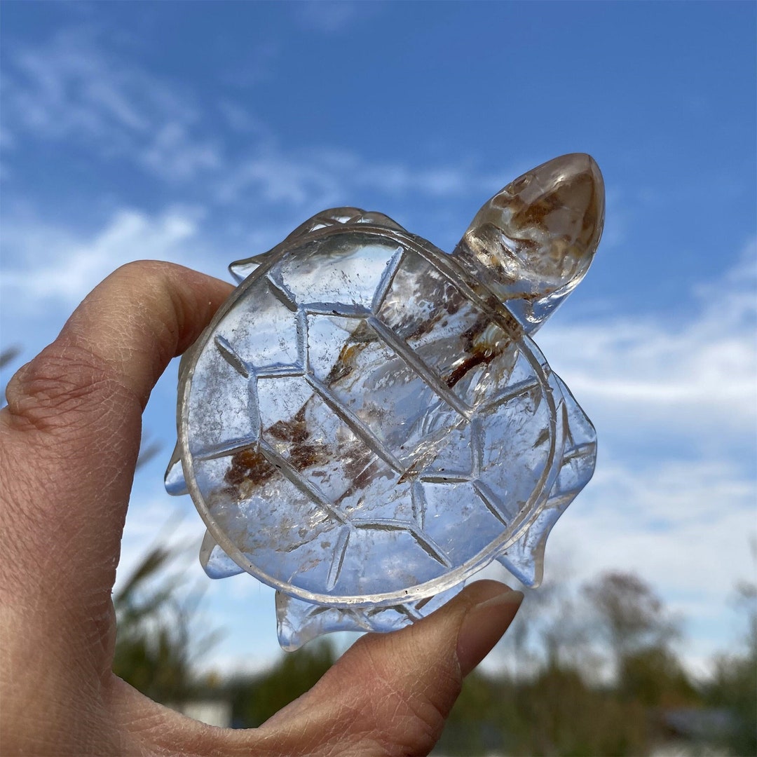 1pc Natural Clear Quartz Sea Turtlehand Carved Sea Turtle - Etsy