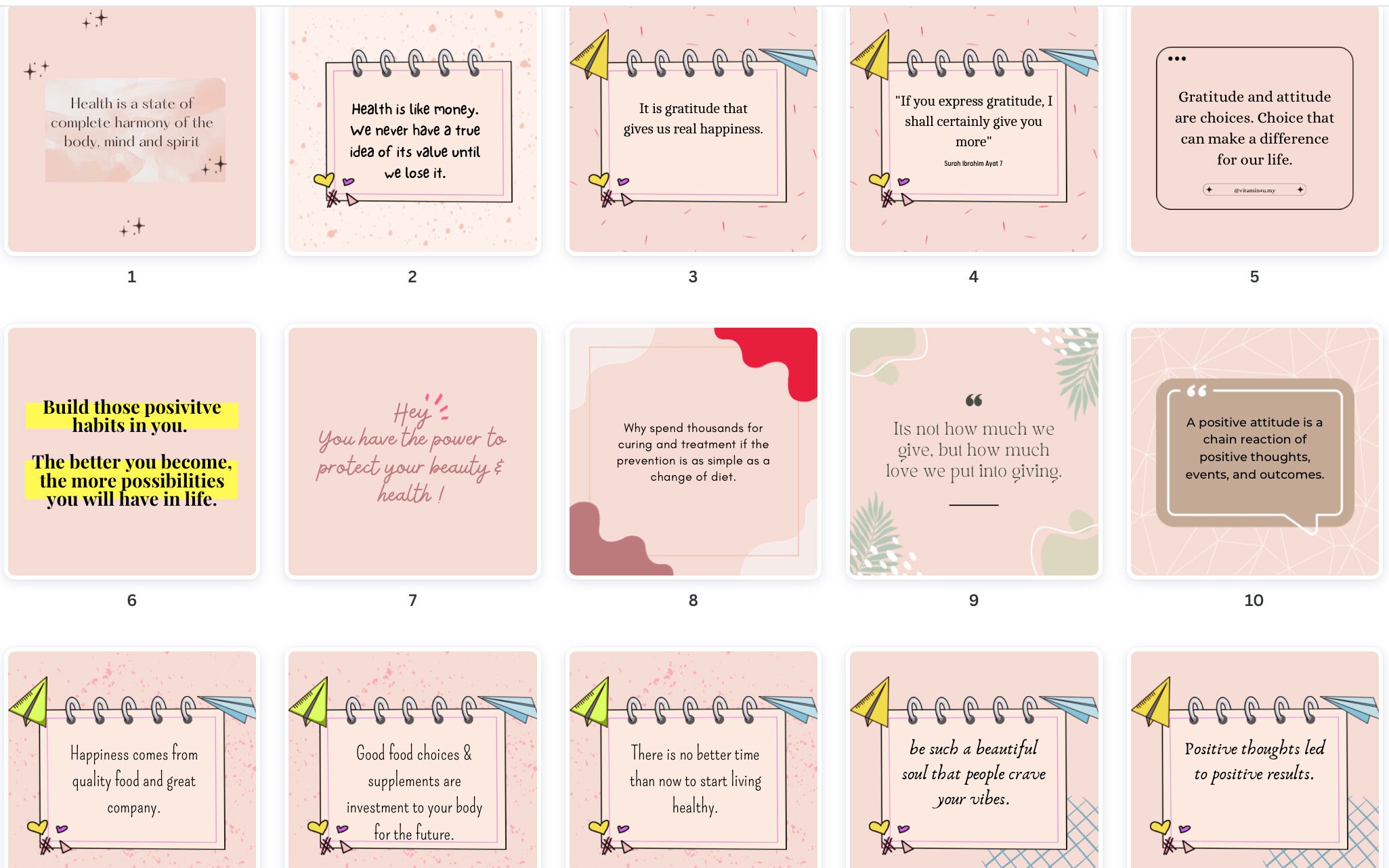 Printable Positive Quotes for Mind Health Gratitude Editable - Etsy