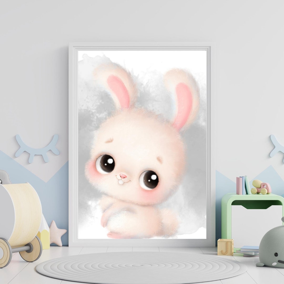 Custom Cute Bunny, Personalized Bunny Wall Art, Cute Bunny Digital ...
