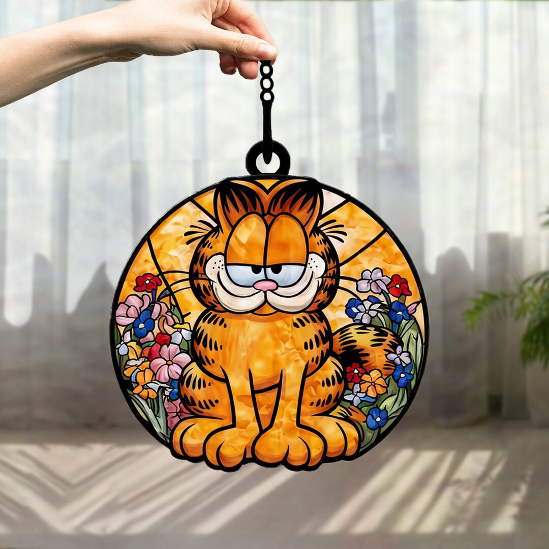 Garfield Cat Window Decor, Garfield Cat Acrylic Window Hanging Art ...