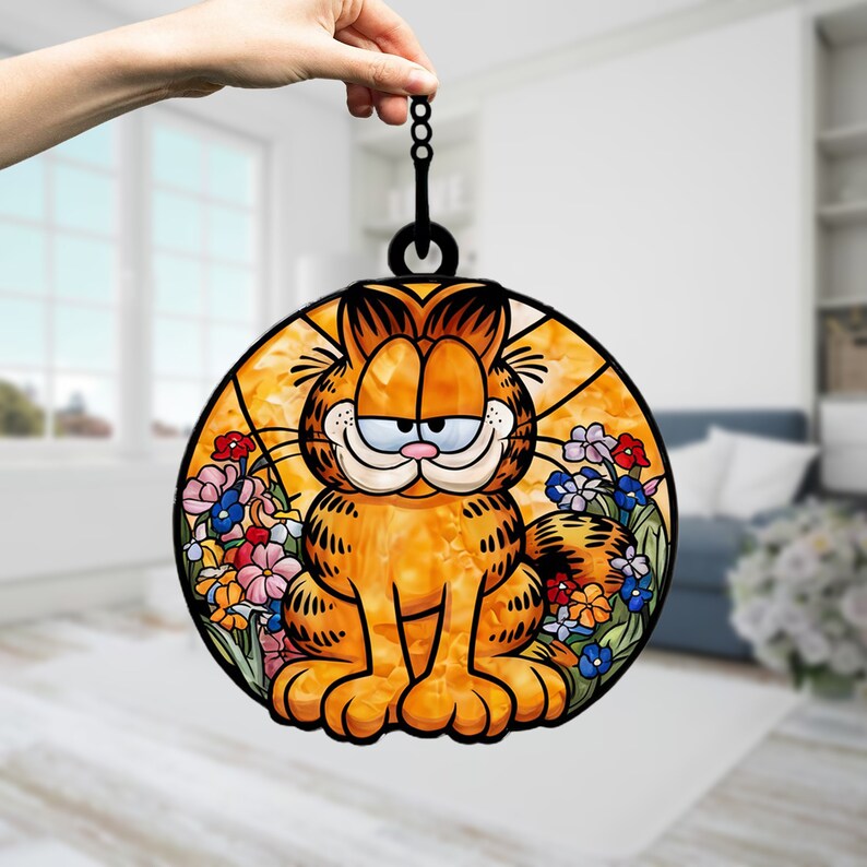 Garfield Cat Window Decor, Garfield Cat Acrylic Window Hanging Art ...