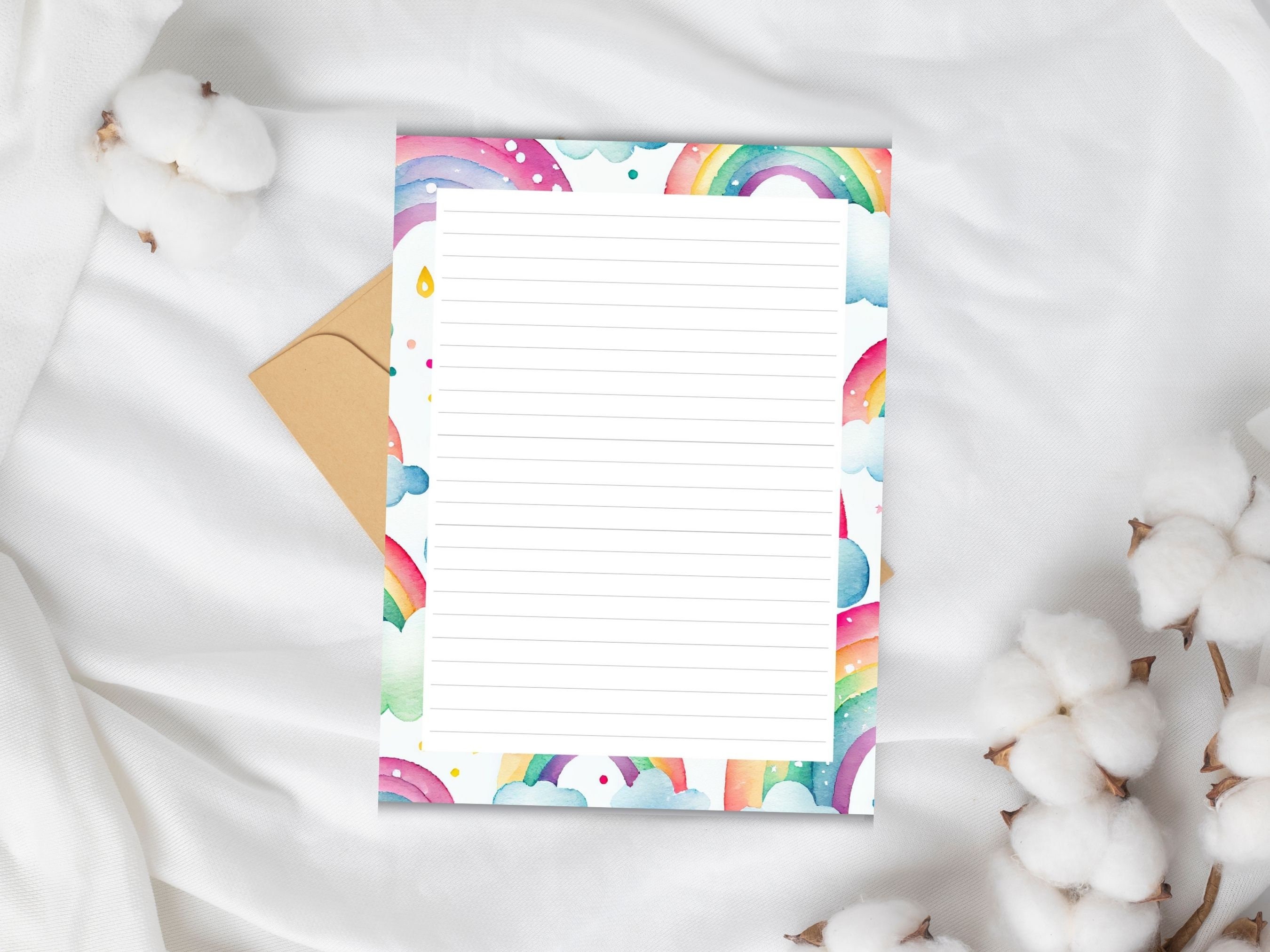 Lined Rainbow Stationary 10 Page Variety Rainbow Writing Paper ...
