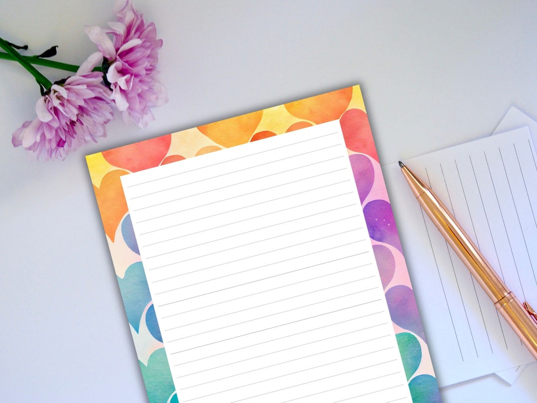 Lined Rainbow Stationary | 10 Page Variety | Rainbow Writing Paper ...