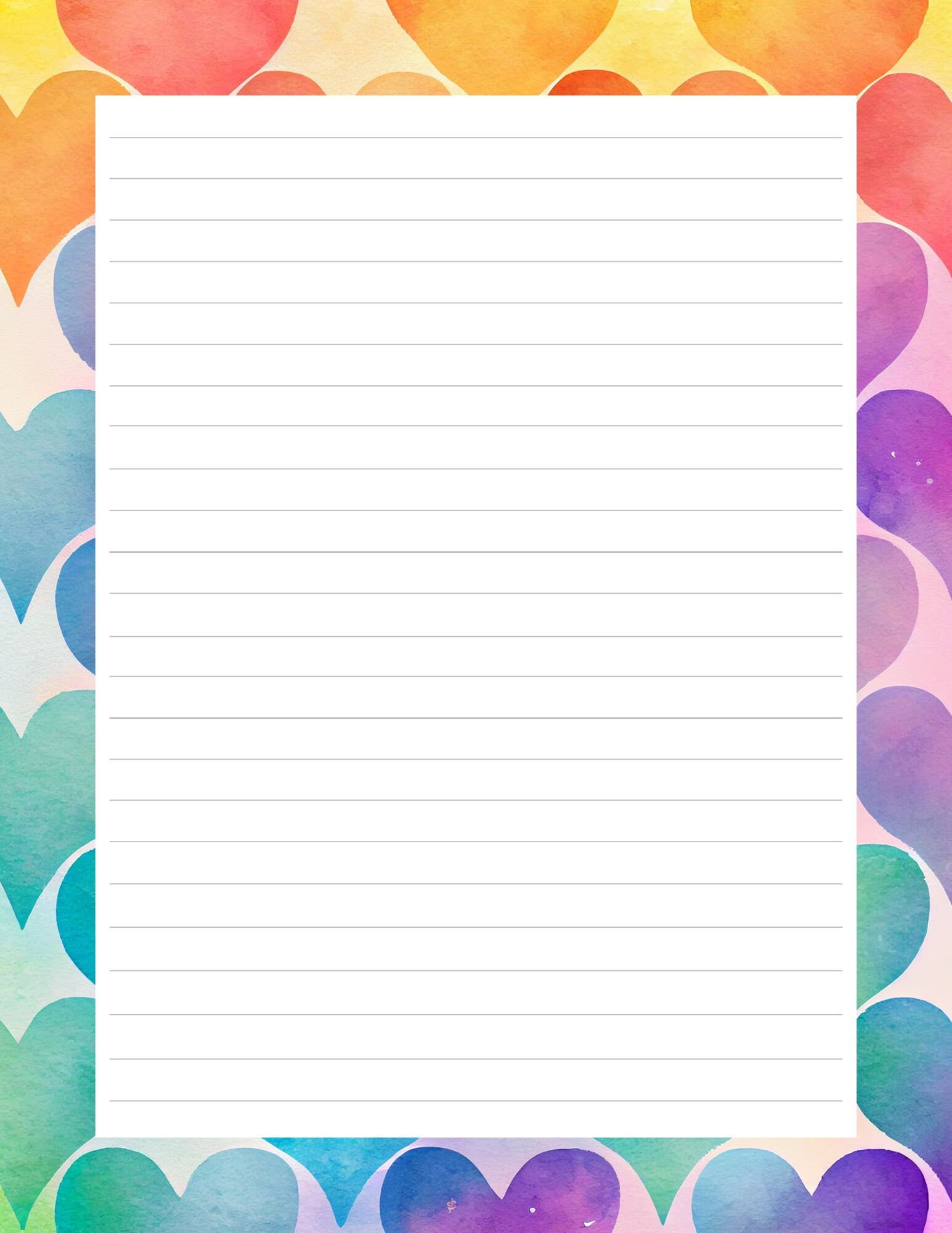 Lined Rainbow Stationary 10 Page Variety Rainbow Writing Paper ...