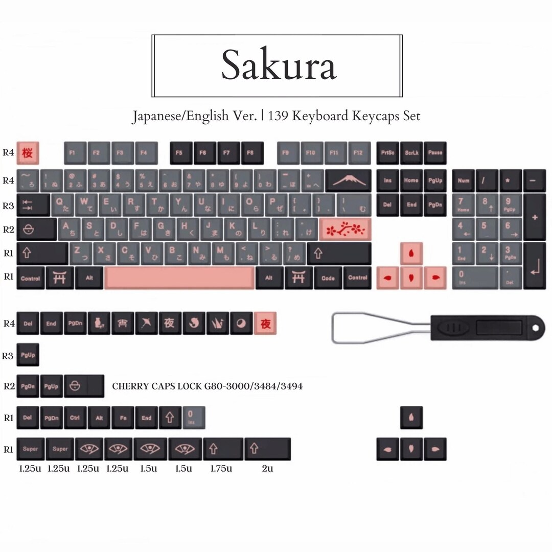 Sakura 139 Japanese Theme Keyboard Keycaps Set Unique - Etsy