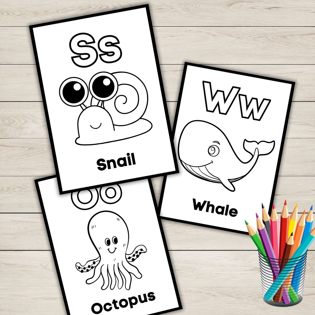 Alphabet Colouring Pages Alphabet Tracing Worksheets A Z Etsy